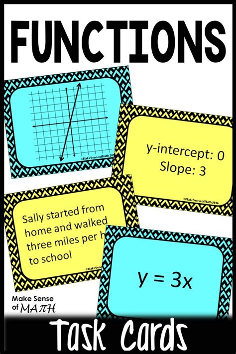 Linear Functions Task Cards Equations Graphs Situations Slopes And Y Int