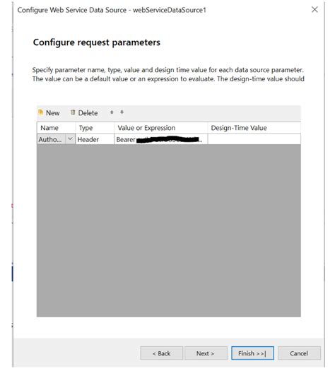 object reference error thrown while selecting the webservicedatasource for creating a table in