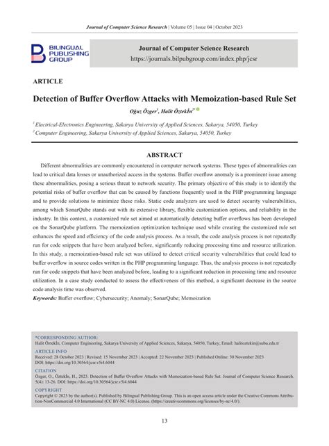 pdf detection of buffer overflow attacks with memoization based rule set