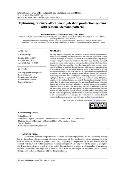 Pdf Optimizing Resource Allocation In Job Shop Production Systems With Seasonal Demand Patterns
