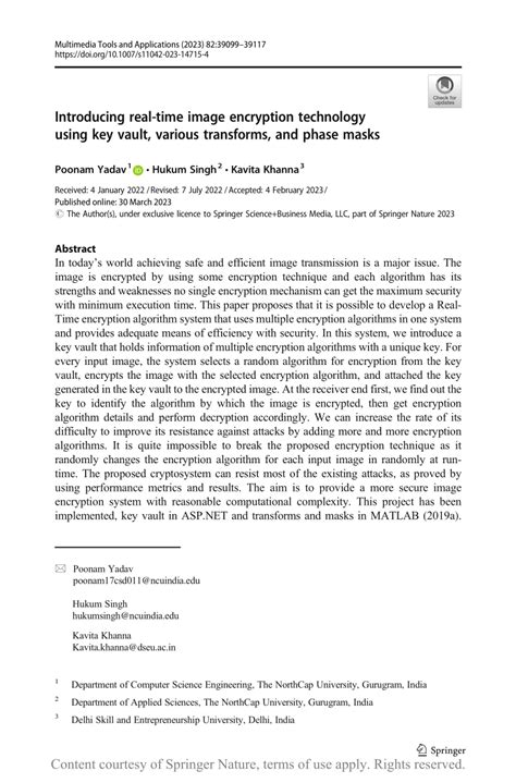 Introducing Real Time Image Encryption Technology Using Key Vault