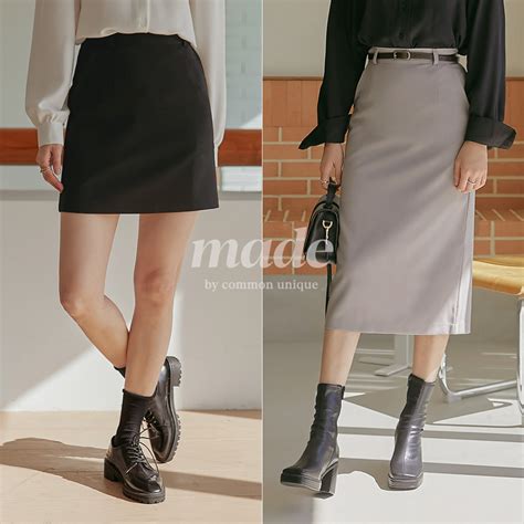커먼유니크 9천장돌파미니롱 기장옵션 플렌티폴 셋업 스커트 봄간절기h라인슬림핏하객출근면접격식오피스 룩