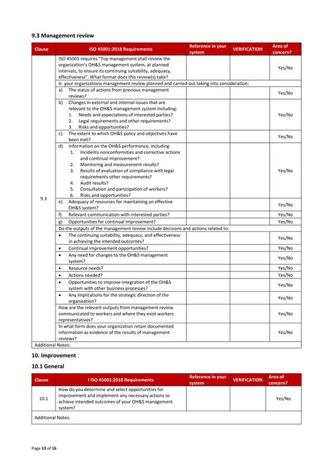 Iso 45001 2018 Audit Checklist Of Safety Pdf