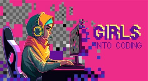 Two Diverse Girls Programmers In A Headsets Vector Image