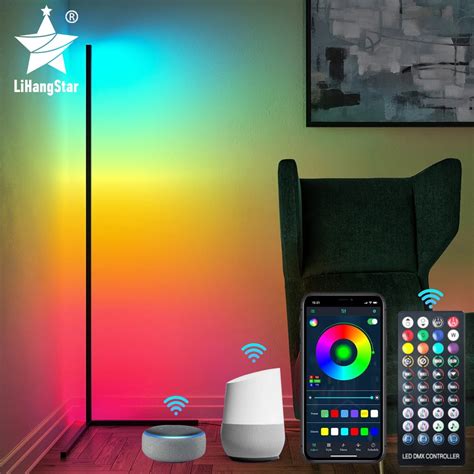 Rgb Led 플로어 램프 침실 머리맡 장식 코너 플로어 램프 와이파이 블루투스 App 및 원격 제어 실내 분위기 램프바닥