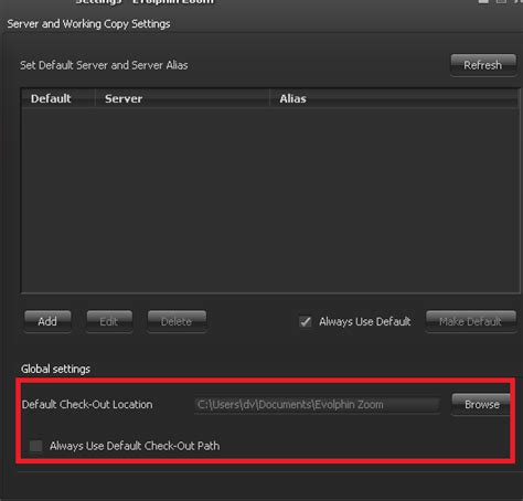 Server And Working Copy Settings Evolphin Documentation
