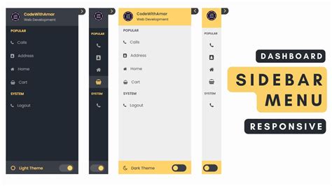 Responsive Sidebar Menu In Html Css And Javascript Dashboard Navigation