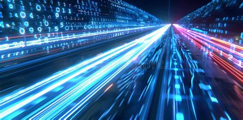 Futuristic Digital Data Flow High Speed Internet Connection Concept
