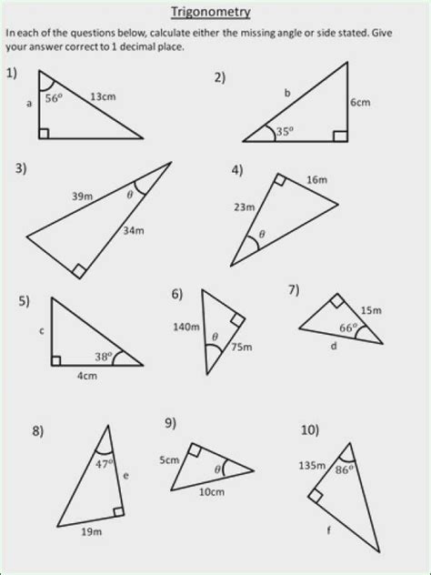 Trigonometry Ratios Practice Sheets