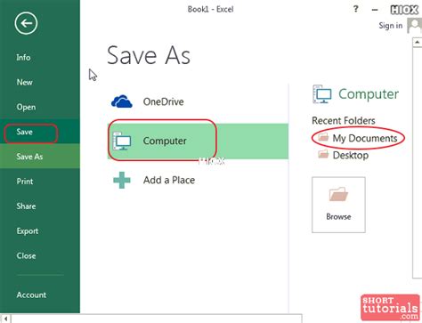 Save Workbook In Ms Excel 2013