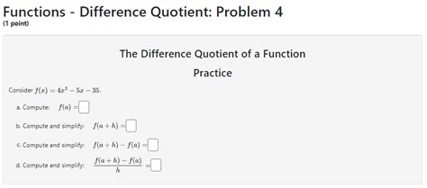 Solved Functions Difference Quotient Problem 4 1 Point