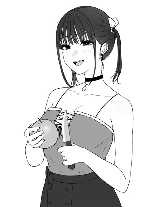 Tantanmen72 Original Absurdres Highres 1girl Apple Blush Breasts