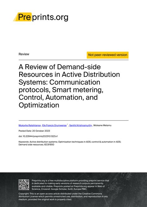 Pdf A Review Of Demand Side Resources In Active Distribution Systems