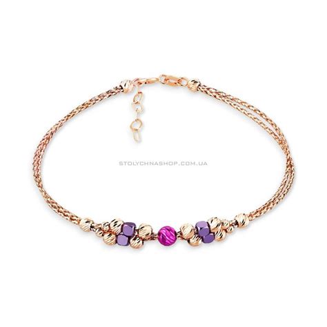 Браслет Orbit з червоного золота з кольоровими намистинами арт 324159крф