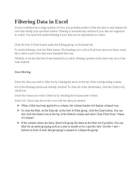 Filtering Data In Excel Filtering Is Automatically Enabled If Your
