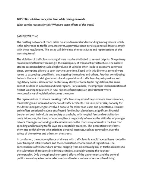 In Class Writing Lesson 15 Pdf Traffic Traffic Collision