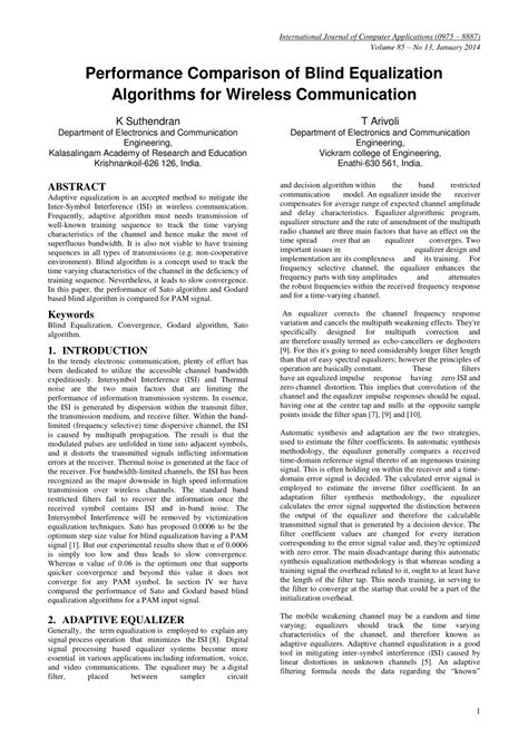 pdf performance comparison of blind equalization algorithms for wireless communication