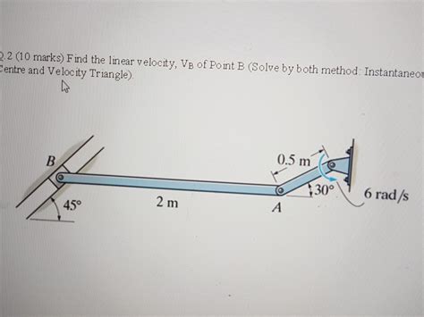 Solved Find The Linear Velocity Vb Of Point B Solve By