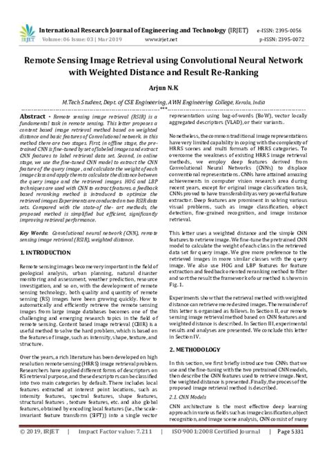 Pdf Remote Sensing Image Retrieval Using Convolutional Neural Network