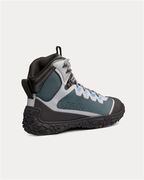 Dior Diorizon Hiking Ankle Boot Green Gray Technical Mesh And Black Rubber High Top Sneakers