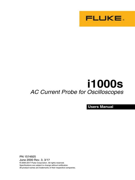Ac Current Probe For Oscilloscopes Users Manual Pdf Alternating