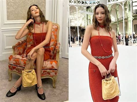 모델 아이린 파리서 샤넬 골드백과 레드 드레스 차림으로 패션위크 ‘눈길 Mk빌리어드