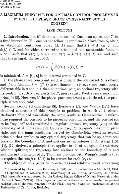A Maximum Principle For Optimal Control Problems In Which The Phase Space Constraint Set Is