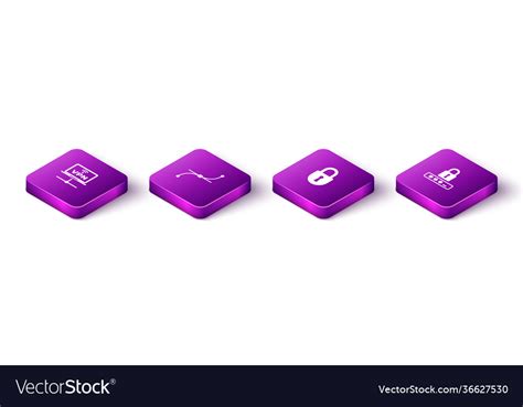 Set Isometric Vpn Computer Network Bezier Curve Vector Image