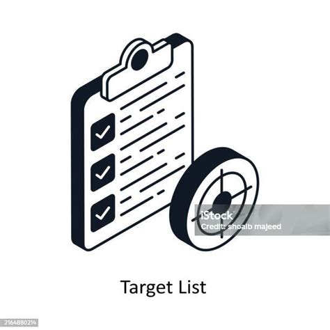 대상 목록 등각투영 윤곽선 스타일 아이콘입니다 흰색 배경 Eps 10 파일에 기호 개념에 대한 스톡 벡터 아트 및 기타 이미지 개념 계획 과녁 Istock
