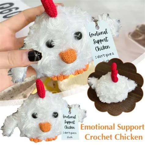 Handmade Crocheted Emotional Support Plush Chicken With Cute Positive
