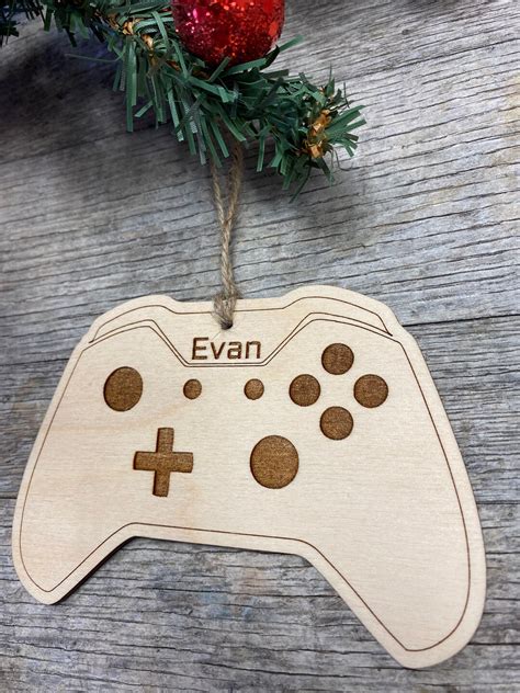 Personalized Gaming Controller Christmas Ornament Laser Engraved Birch