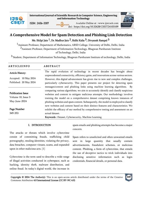 Pdf A Comprehensive Model For Spam Detection And Phishing Link Detection