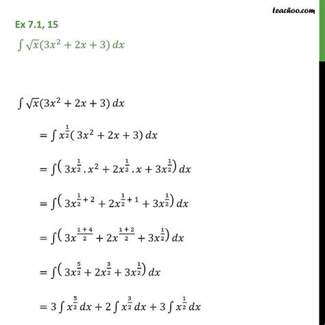 Ex 7 1 15 Integrate Root X 3x 2 2x 3 Dx Teachoo