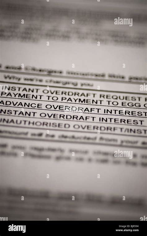 BANK STATEMENT DETAIL SHOWING INTEREST AND OVERDRAFT CHARGES Stock Photo Alamy