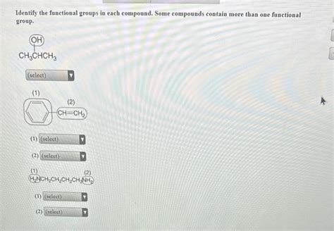 Solved Identify The Functional Groups In Each Compound Some