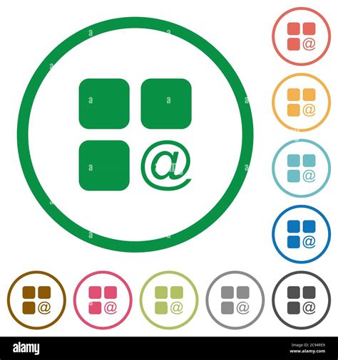component sending email flat color icons in round outlines on white background stock vector