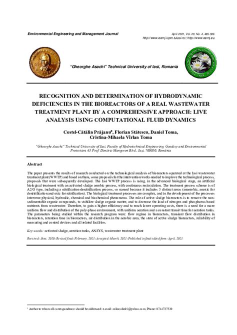 Pdf Recognition And Determination Of Hydrodynamic Deficiencies In The Bioreactors Of A Real