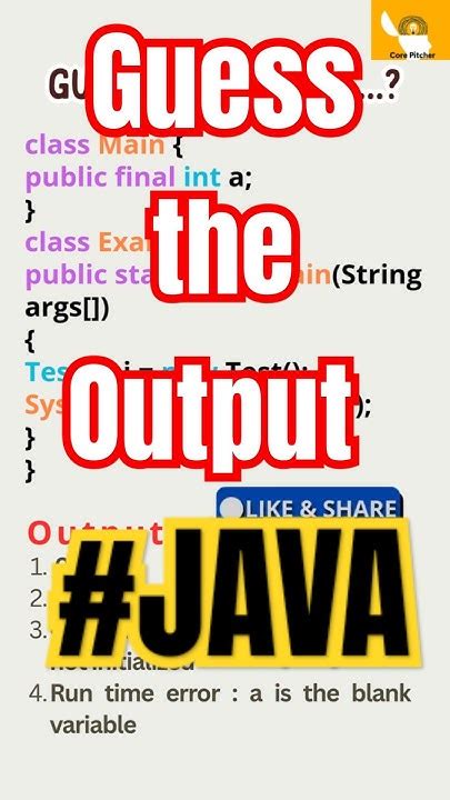 Day 19 Java Challenge Guess The Output 👈🏆 Shorts Shortsfeed Youtube