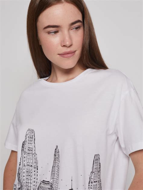 Футболка со стразами 222233273231 цвет Белый артикул 222233273231 купить в интернет магазине