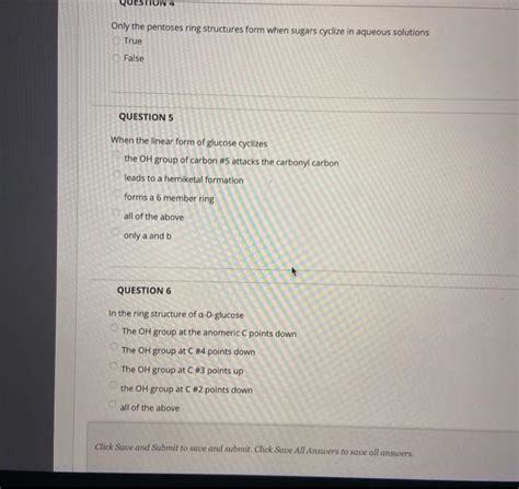 Solved Questtun 4 Only The Pentoses Ring Structures Form