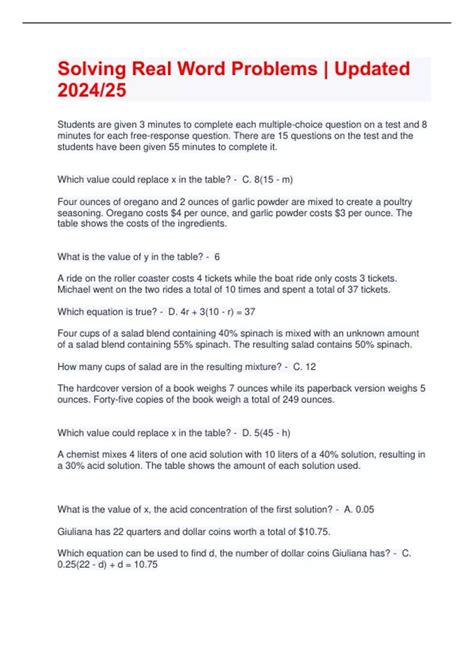 Solving Real Word Problems Updated 2024 25 Solving Real Word