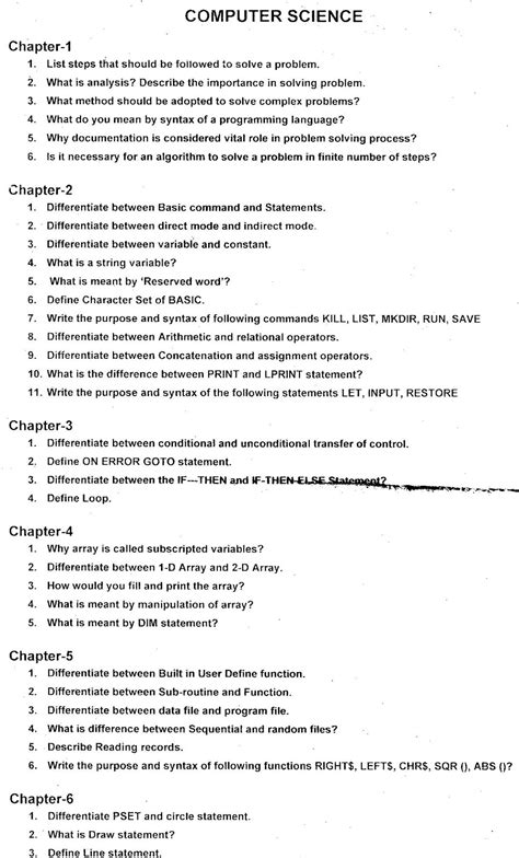 Dps College Okara Most Important Questions Of Computer Science For