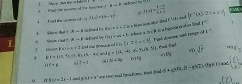 2 show that the relation i3 find the inverse of the function fr→r defi