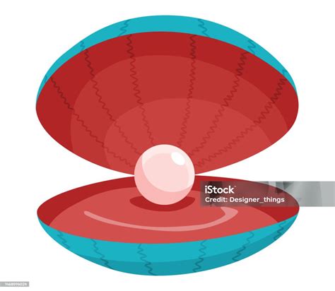 조개껍데기에 진주 열린 바다 가리비와 진주 껍질 아이콘입니다 만화 플랫 스타일의 조개 껍질에 아름 다운 진주 흰색 배경에 격리된 벡터 그림 0명에 대한 스톡 벡터 아트 및