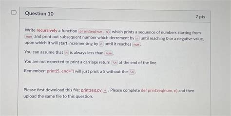 solved write recursively a function which prints a sequence