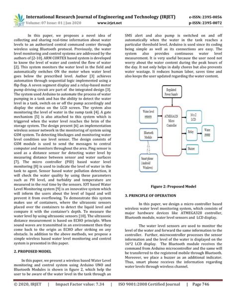 Irjet Design And Implementation Of Wireless Based Water Level Monitoring System Using Arduino