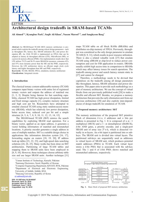 Pdf Architectural Design Tradeoffs In Sram Based Tcams