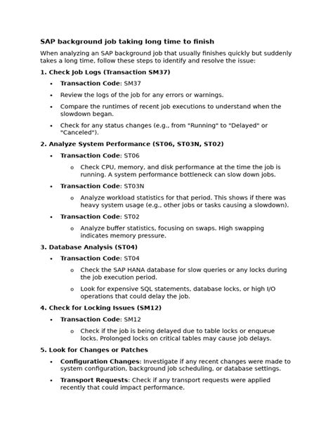 Sap Background Job Taking Long Time To Finish Pdf Database Transaction Databases