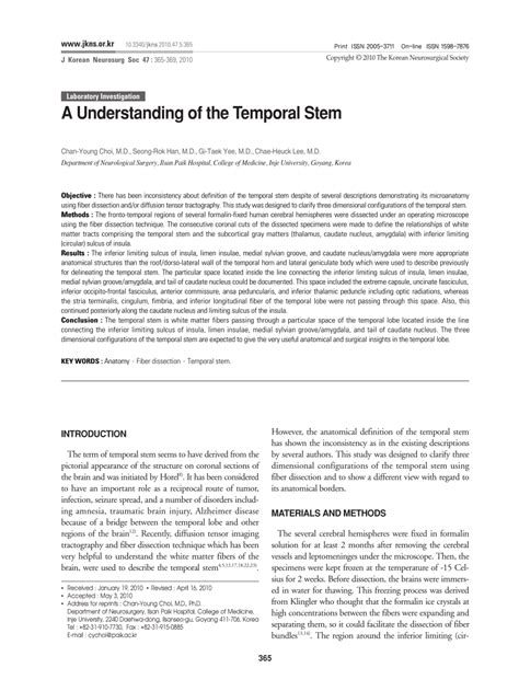 pdf a understanding of the temporal stem