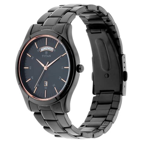 Buy Online Titan Quartz Analog With Day And Date Black Dial Stainless